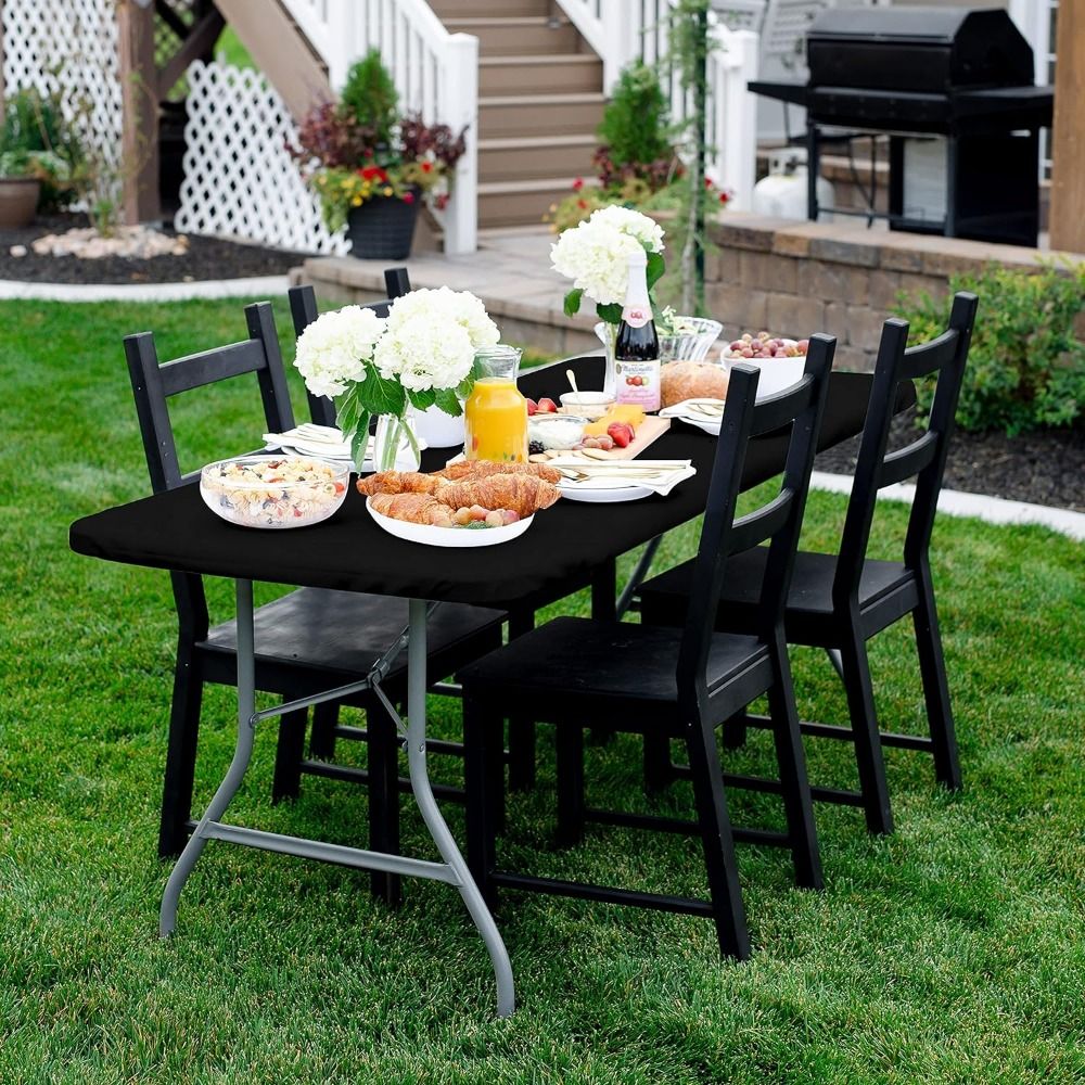 Durable Stretch Picnic Table Cloth Folding Wind Proof Patio Table Cover ...