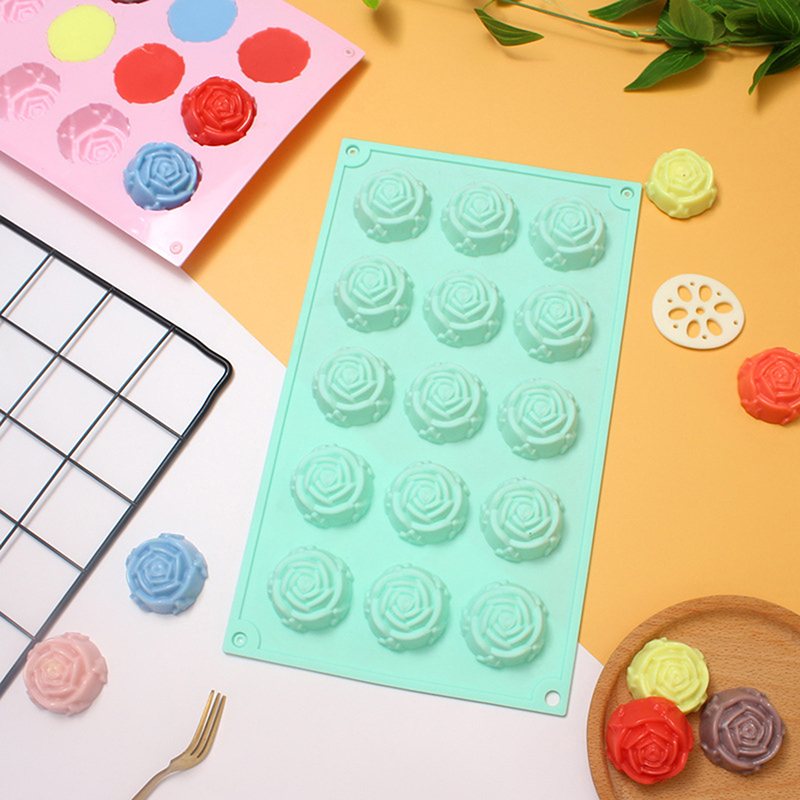 【Eco-friendly】 15 Cavity Rose Shape Mold Chocolate Candy Pudding Making ...