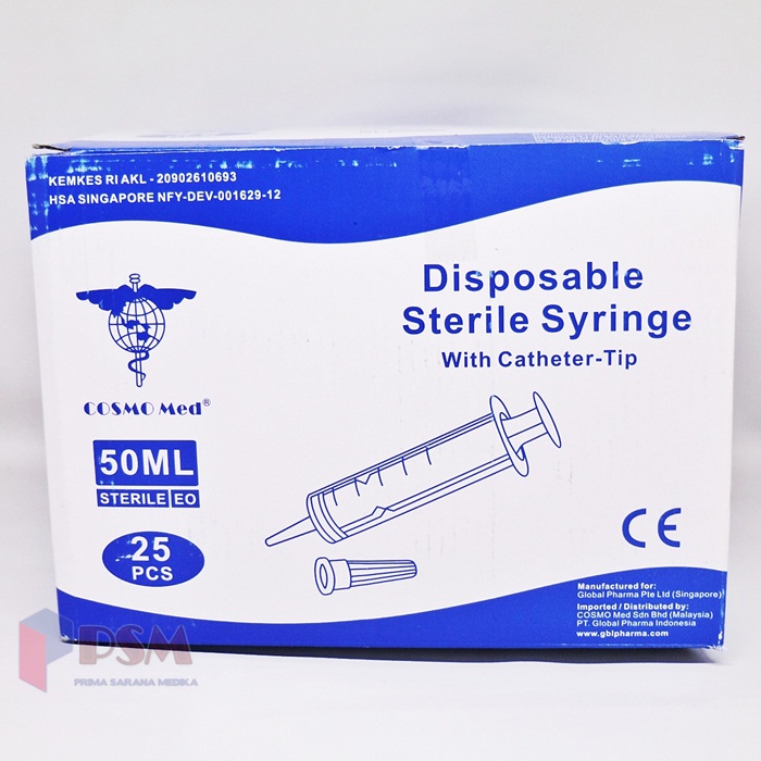 COSMOMED DISPOSABLE STERILE SYRING 50CC W/ CATHETER TIP / FEEDING ...