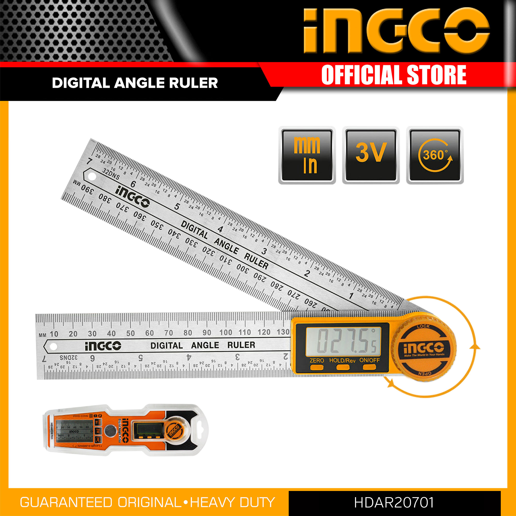 INGCO Digital Angle Ruler 3V for Carpentry Tools HDAR20701 IHT | Lazada PH