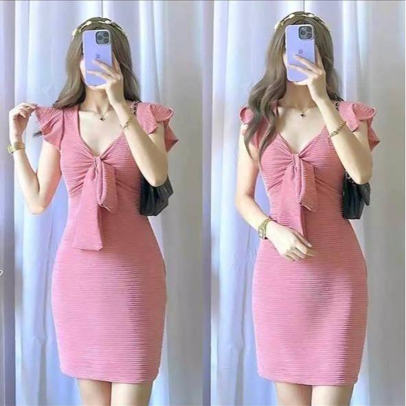 0131-BDS Barbara Bodycon Dress Elegant Mini Dress Casual Plain Slim ...