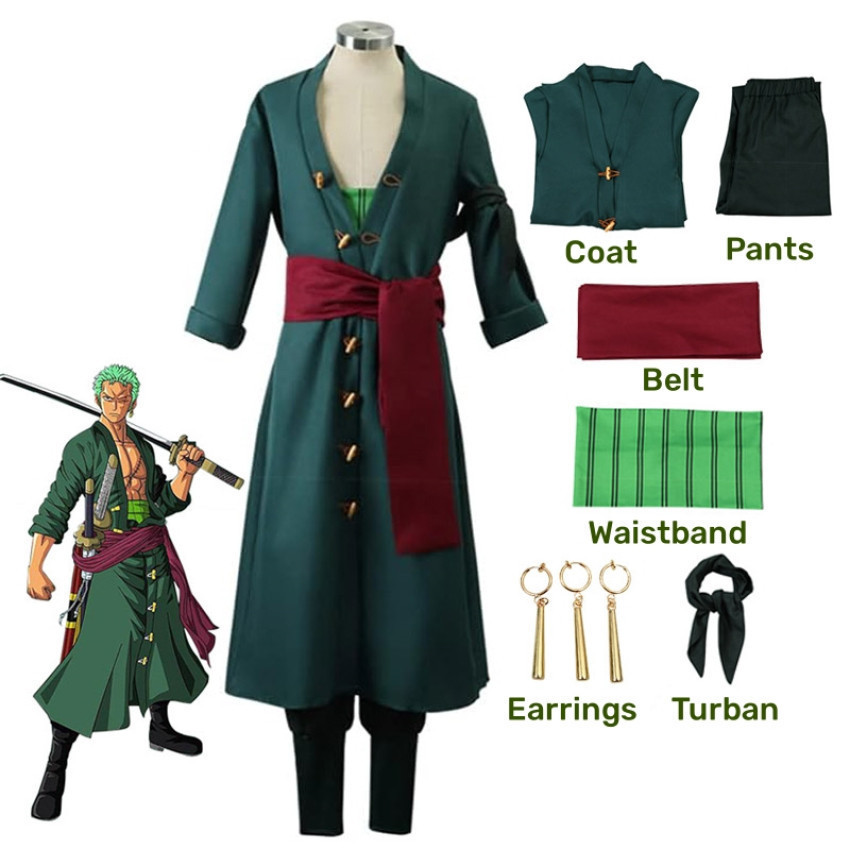 2nd Roronoa Zoro Cosplay Costume One Piece Kimono Robe Cloak Cape ...