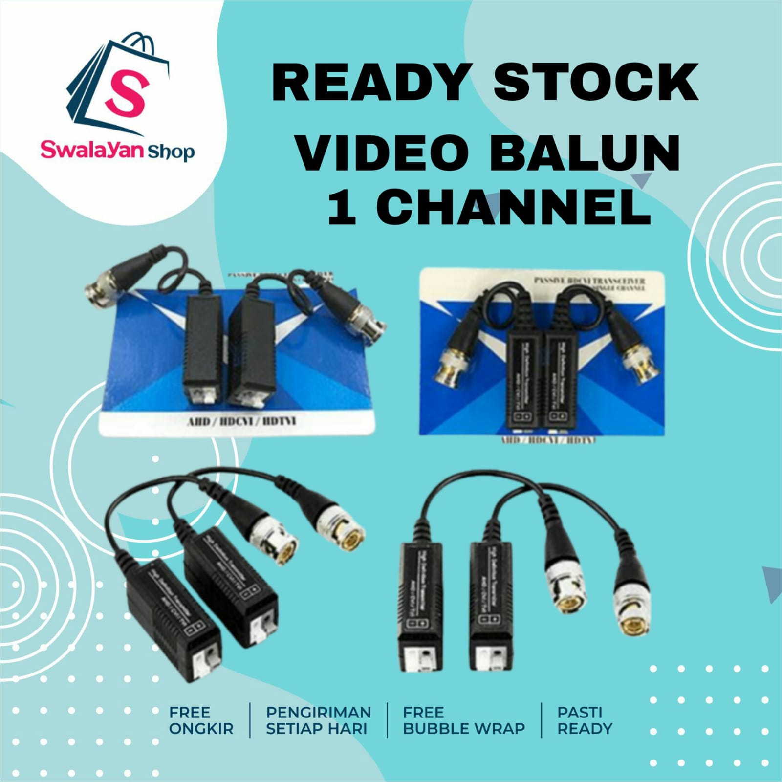 VIDEO BALUN PASSIVE 1 CHANNEL AHD HDTVI HD CVI | Lazada Indonesia