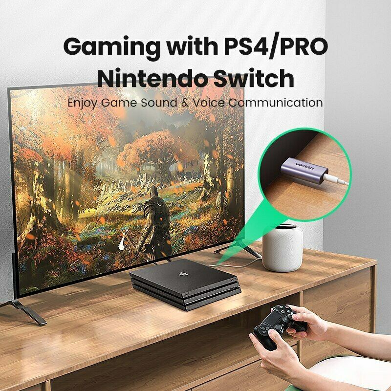 พร้อมส่ง Ugreen (80864)External USB Audio Adapter Sound Card 3.5mm Aux Microphone For PS4 Laptop ...