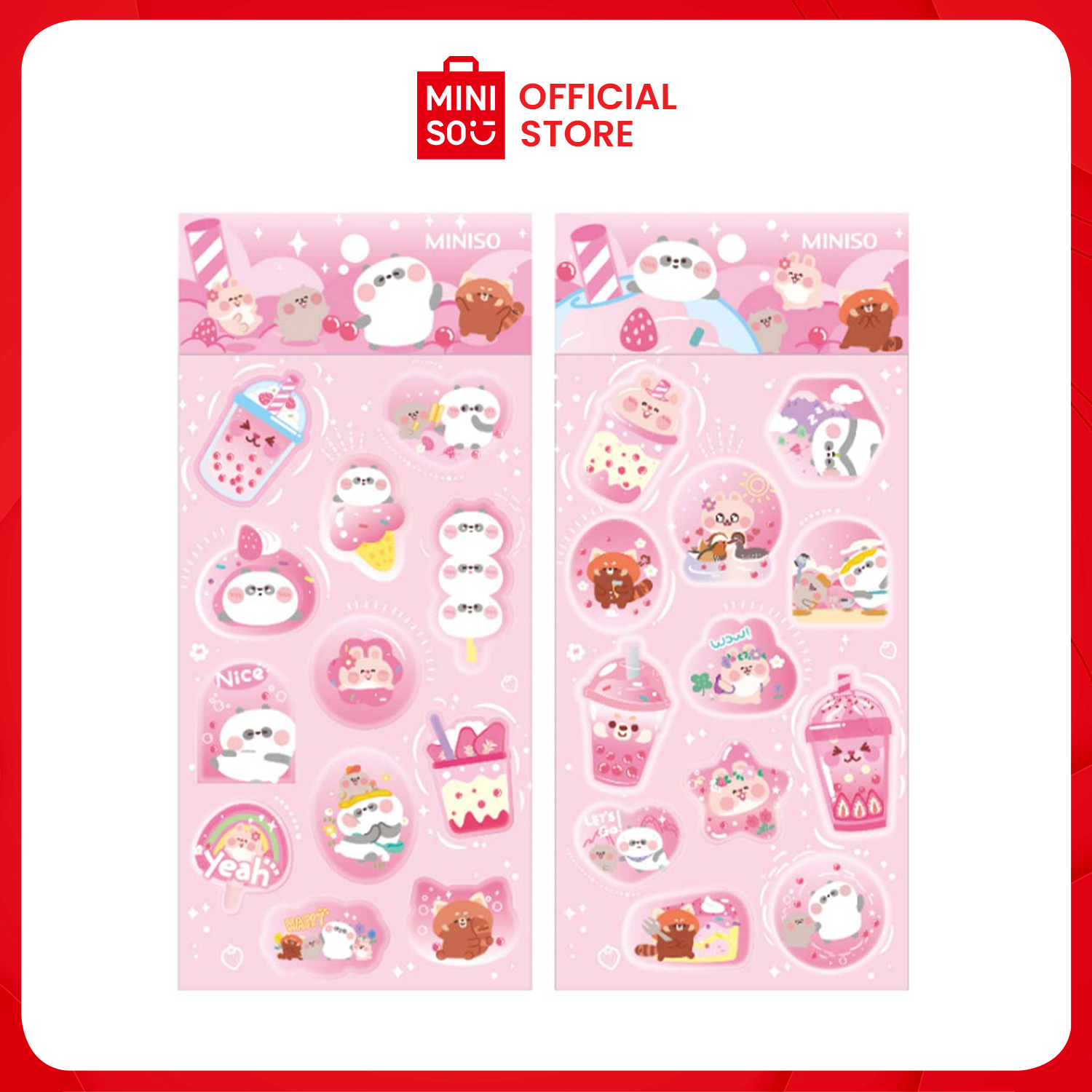 MINISO Bubble Tea Series Pink Liquid Stickers 10x22cm | Lazada PH
