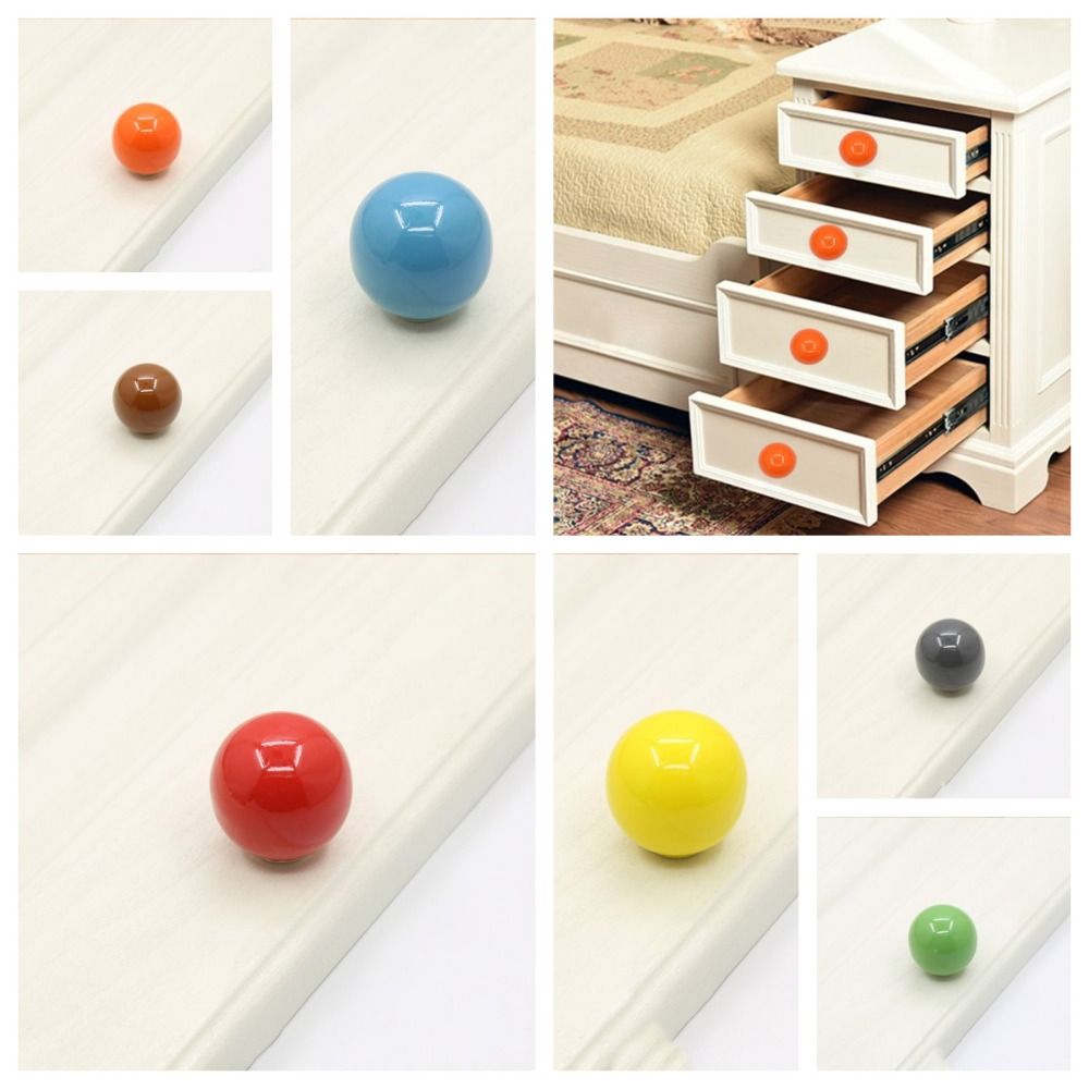 Fashion Single Hole Colorful Ceramic Knob Pull Handles Round Door Knob ...