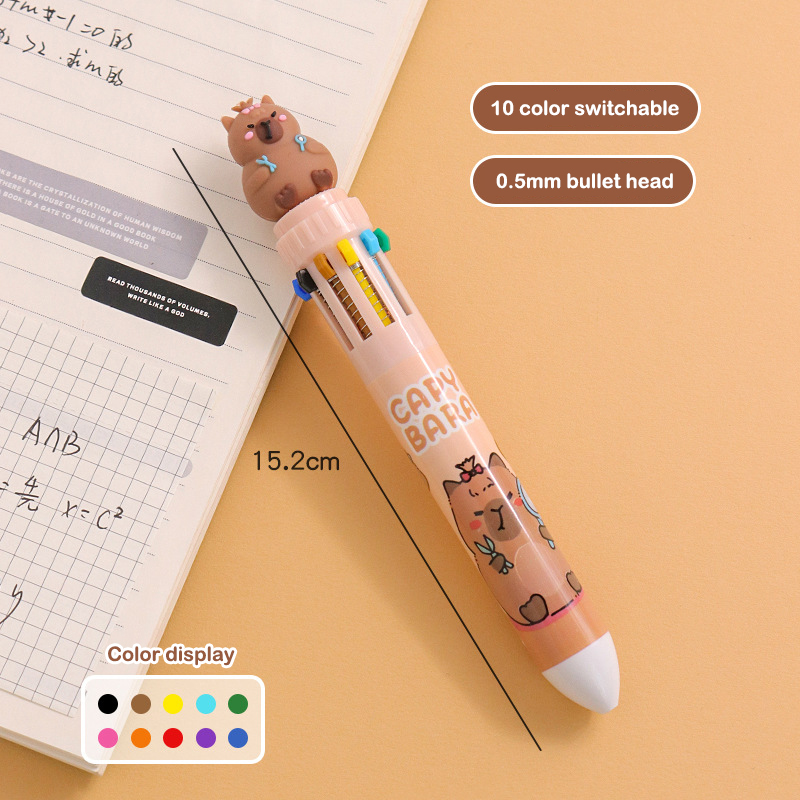 Cartoon Capybara Ten Color Ball Pen Ballpoint Pen Multicolored Pens ...
