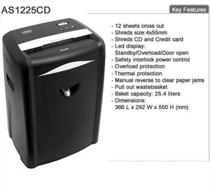 Aurora AS1225CD Paper Shredder 12 Sheets Cross Cut Shredder Heavy Duty Shredding Shred AS 1225 aurora-as1225cd-paper-shredder-12-sheets-cross-cut-shredder-heavy-duty-shredding-shred-as-1225