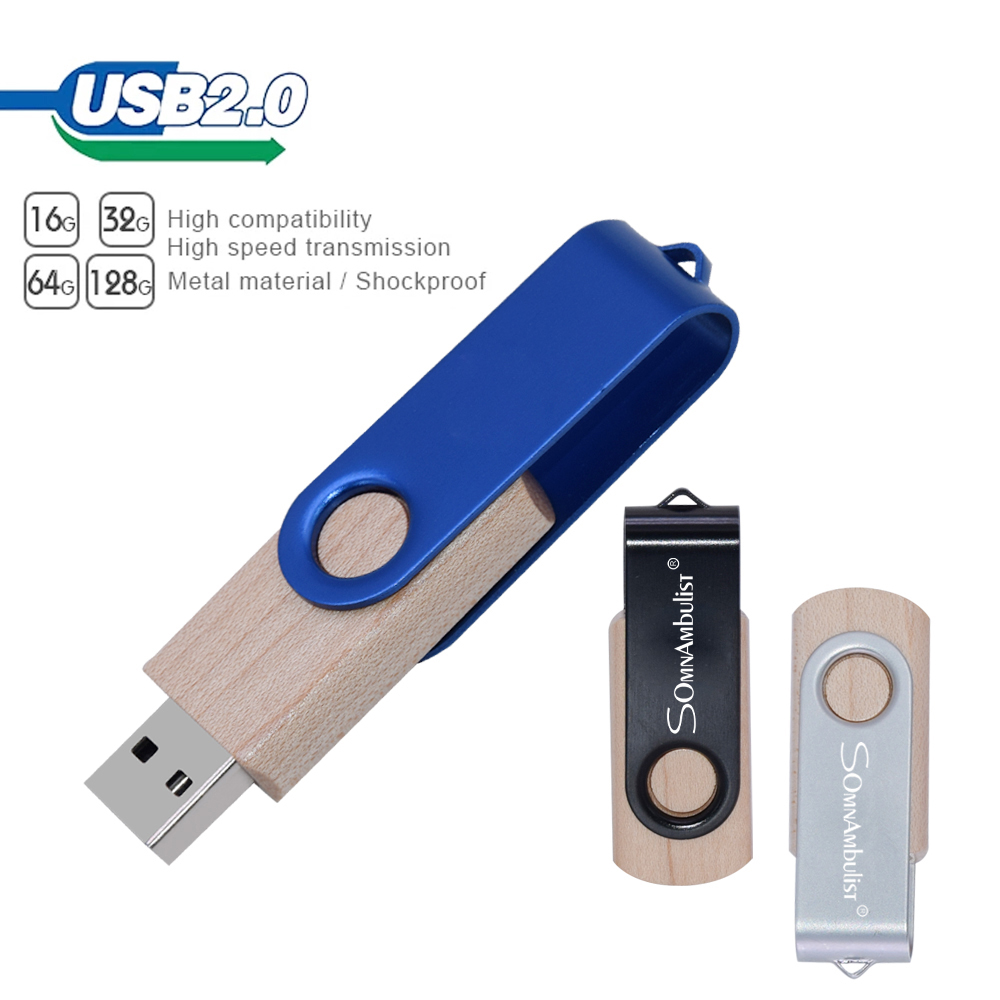 Somnambulist Wooden Swivel USB Flash Drive Natural Maple 2.0 Flash Drive 4gb 8gb 16gb 32gb 64gb ...