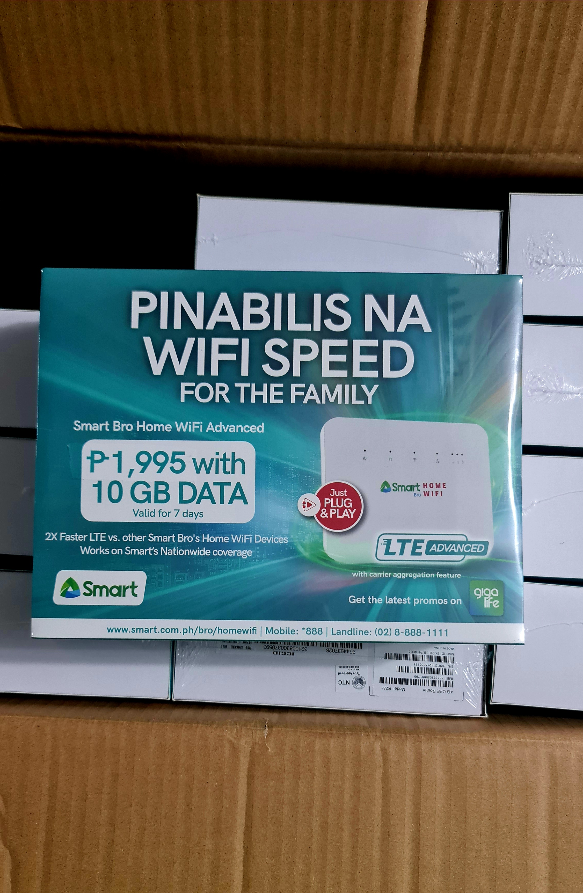 SMART Bro Home Prepaid WiFi Advanced BOOSTEVEN Boost Even R281 - CAT6 CAT 6 - With Antenna Port ...