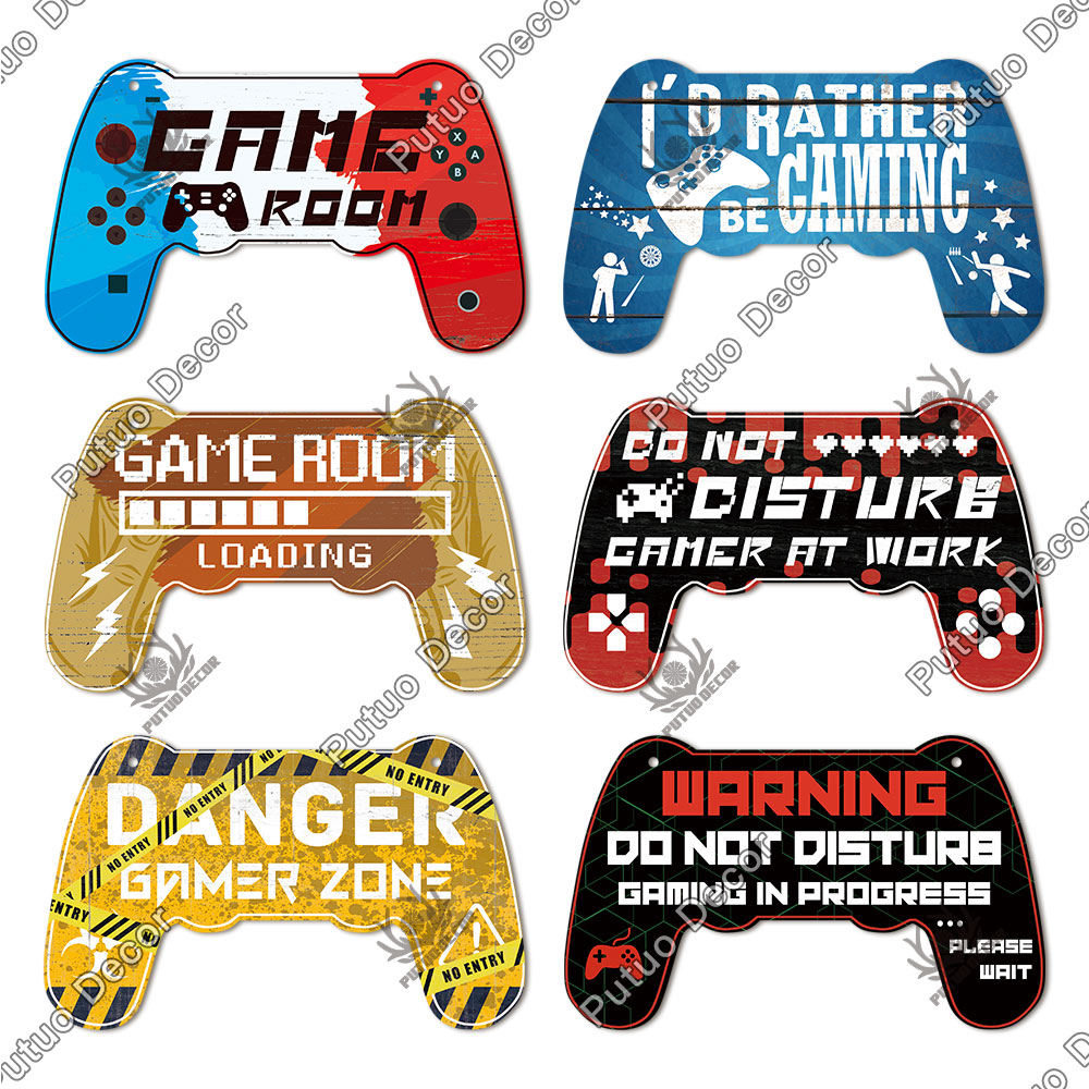 Game Plaques Irregular Sign Wood Hanging Signs For Xbox Game Room Man ...