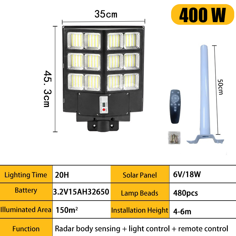 KEELAT 400W Solar Street Light Solar Street Lighting Outdoor Waterproof ...