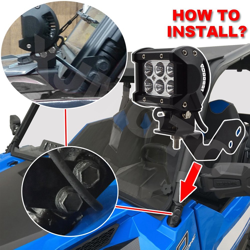 A-Pillar LED Spot Light ทำงานแผ่นยึดสำหรับ2014-2018 Polaris RZR XP 1000 ...