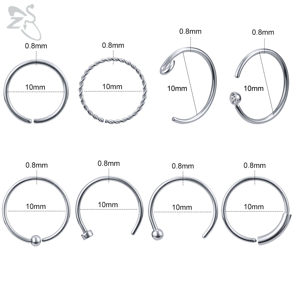 ZS 16 Pcs/lot Steel Nose Rings Fake Helix Septum Ring Tragus Lip Ear ...