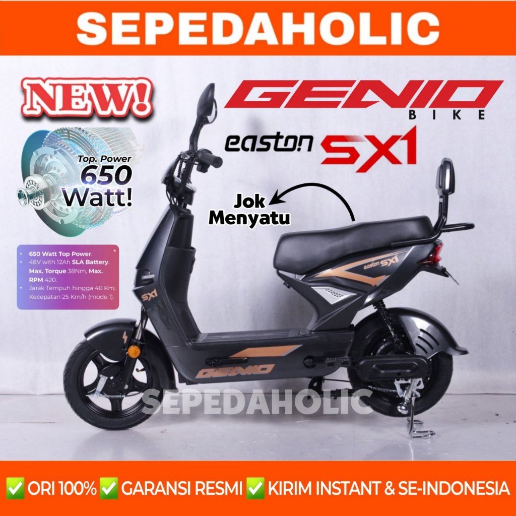 Sepeda Listrik GENIO EASTON SX1 BY UNITED 650 Watt 12 AH Electric Bike ...