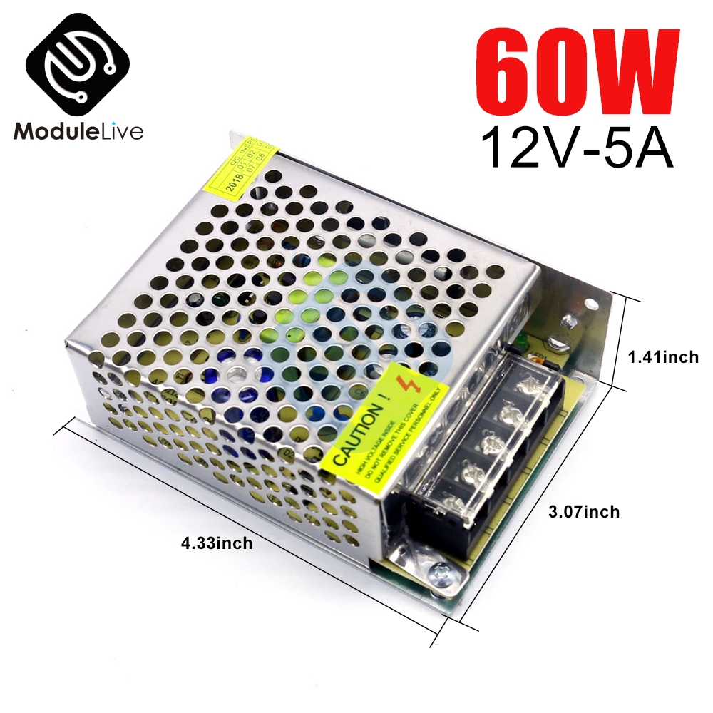 【VogueVenture】DC 12V 5A 60W Power Supply Lighting Transformer For LED ...