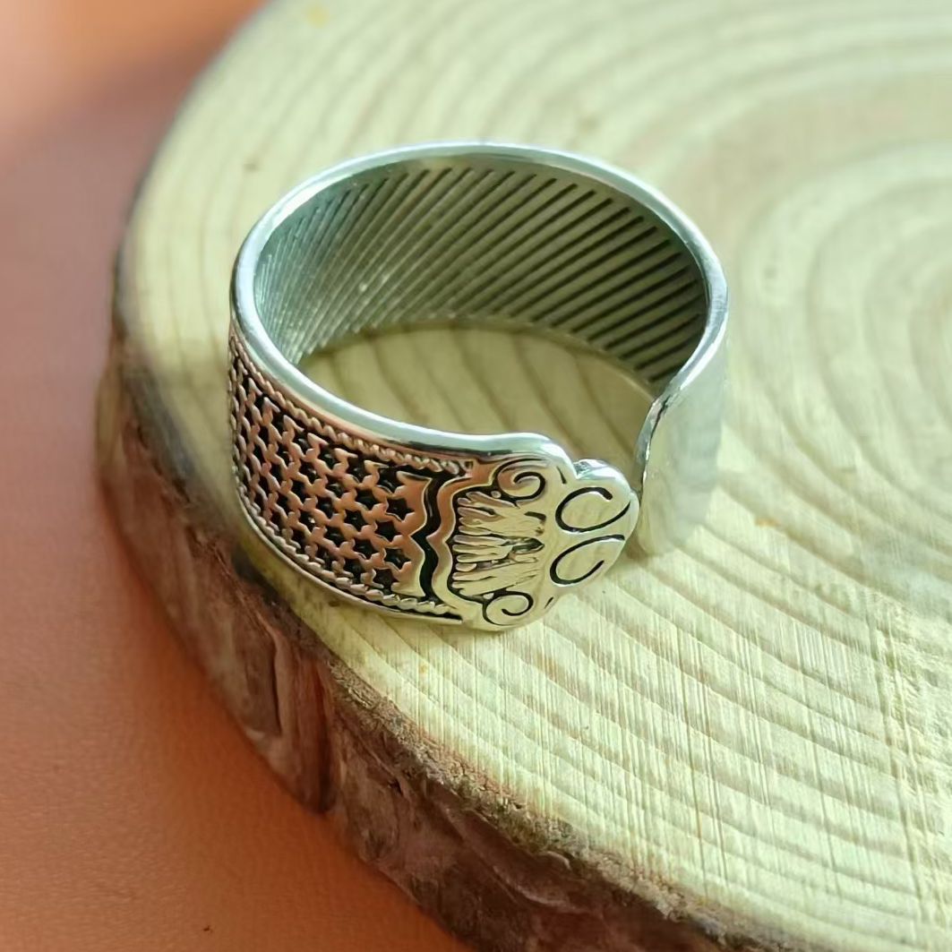 Thai silver opening retro auspicious cloud ring men's trendy ring men's single ring auspicious ...