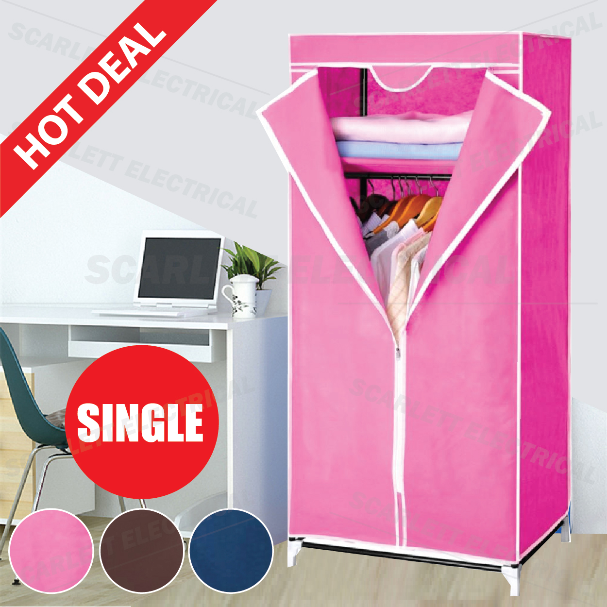 Fabric Closet Wardrobe Cupboard Cabinet Clothes Organise Shelves Rack ...