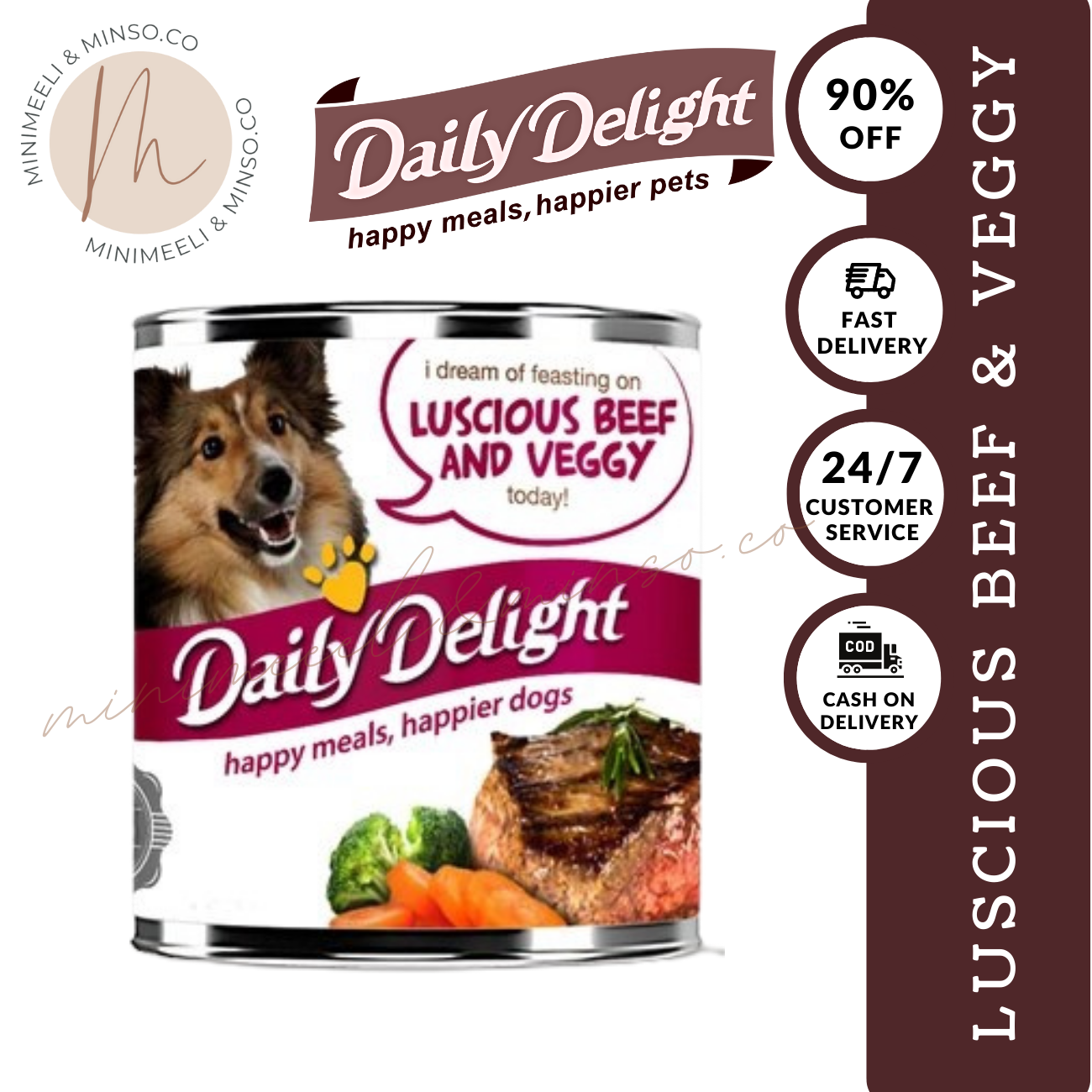 Original Daily Delight Wet Dog Food in Can 375G (Luscious Beef and ...