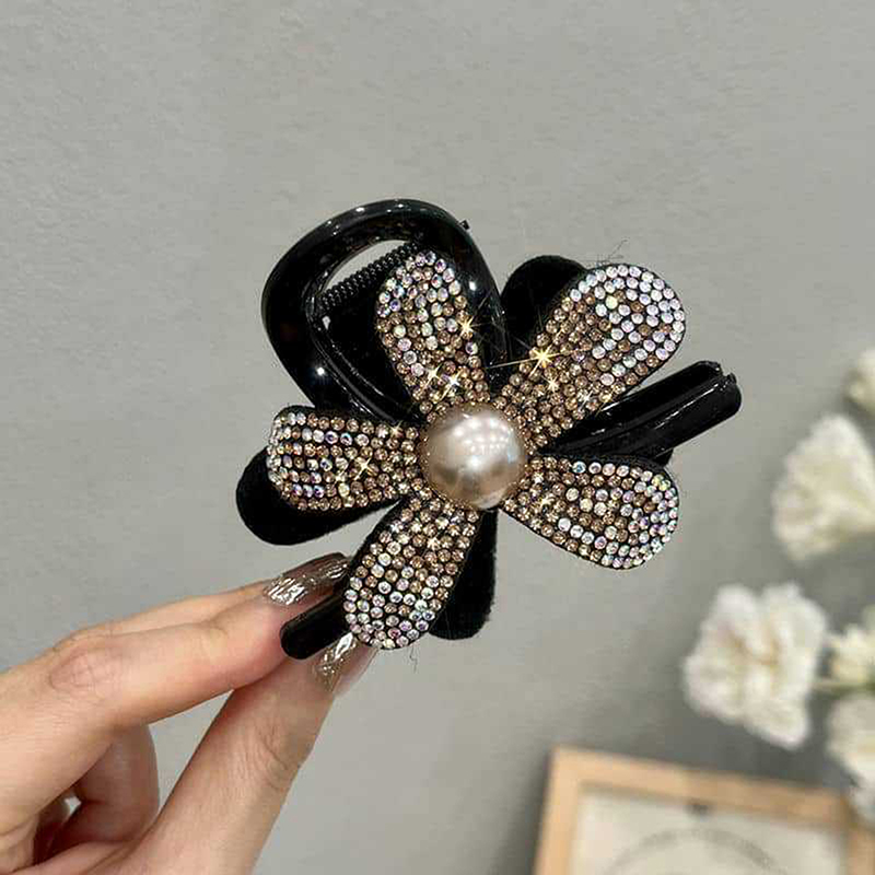 Fashion Shiny Rhinestone Flower Hair Claw Clip Headwear Ponytail Hair ...