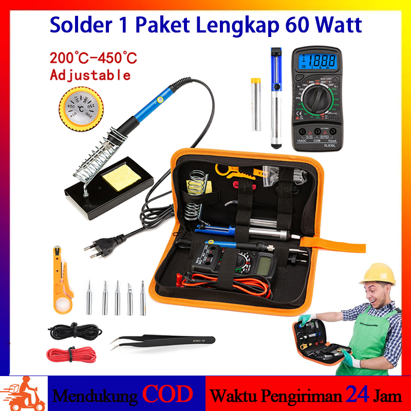 Set Solder Listrik Lengkap Dengan Multimeter Lron Tool Kit 220V 60W ...