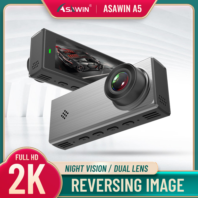 【Asawin A5】UHD 2K กล้องติดรถยนต์ เลนส์คู่ รถDvr เครื่องอัดวีดีโอ หน้า ...