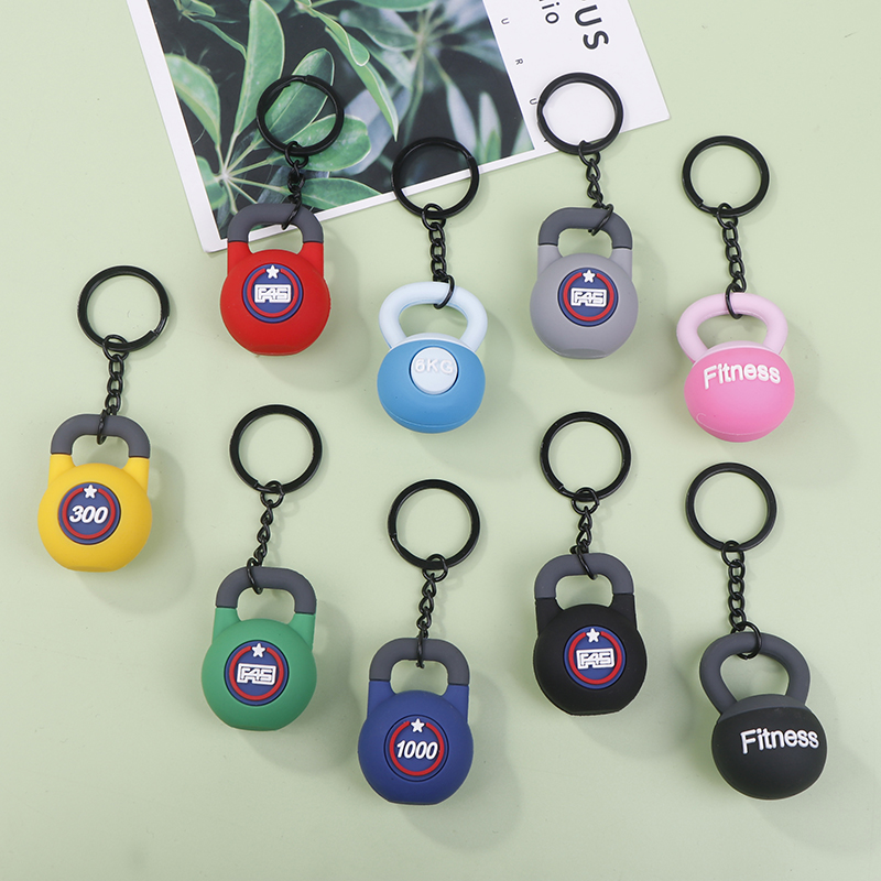 3D Kettlebell Keychain For Women Keyring Cute Car Key Chain PVC Sport ...