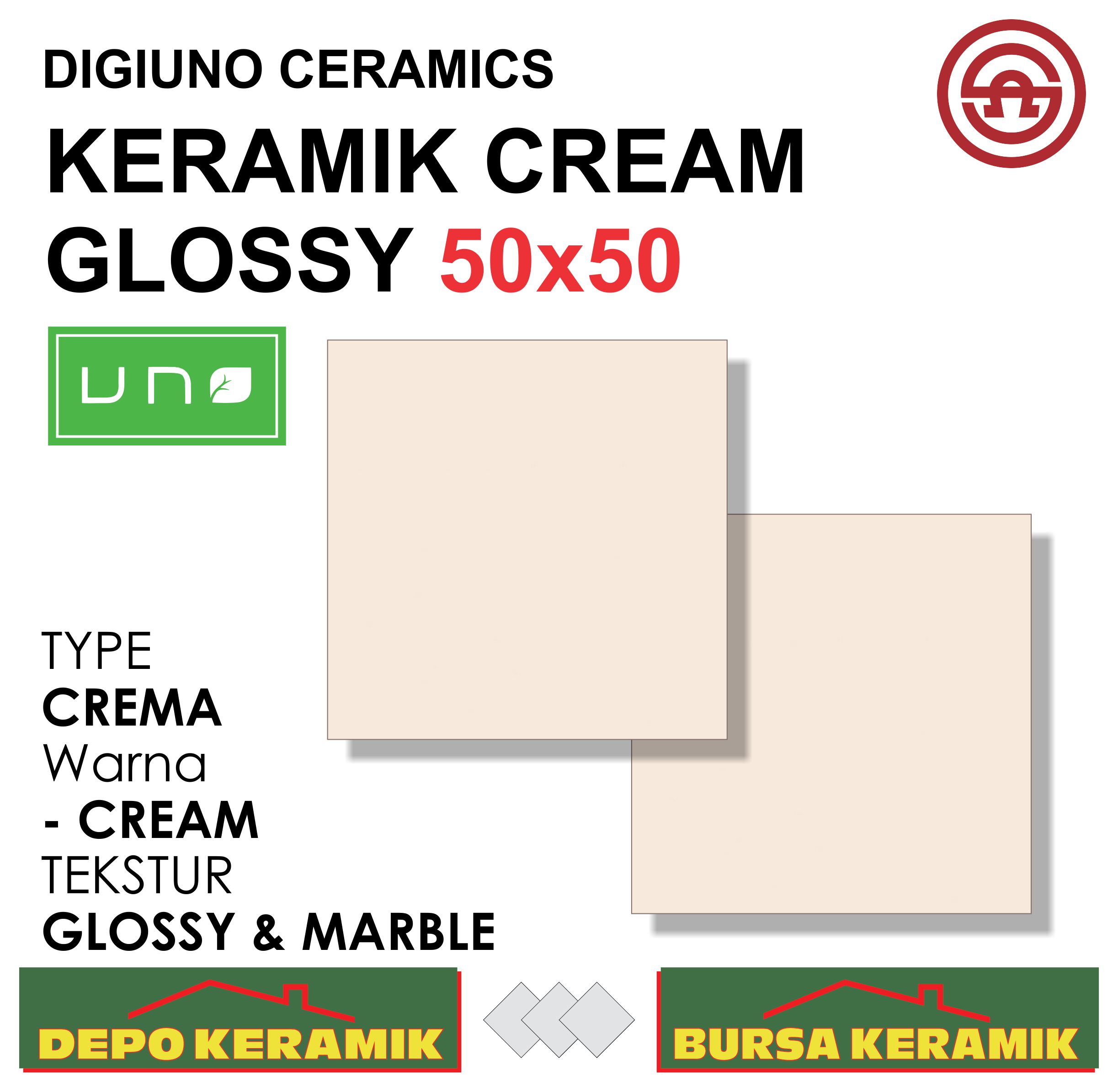 Keramik Lantai Mengkilap 50x50 CREMA CREAM -UNO- Glossy&Marble | Lazada ...