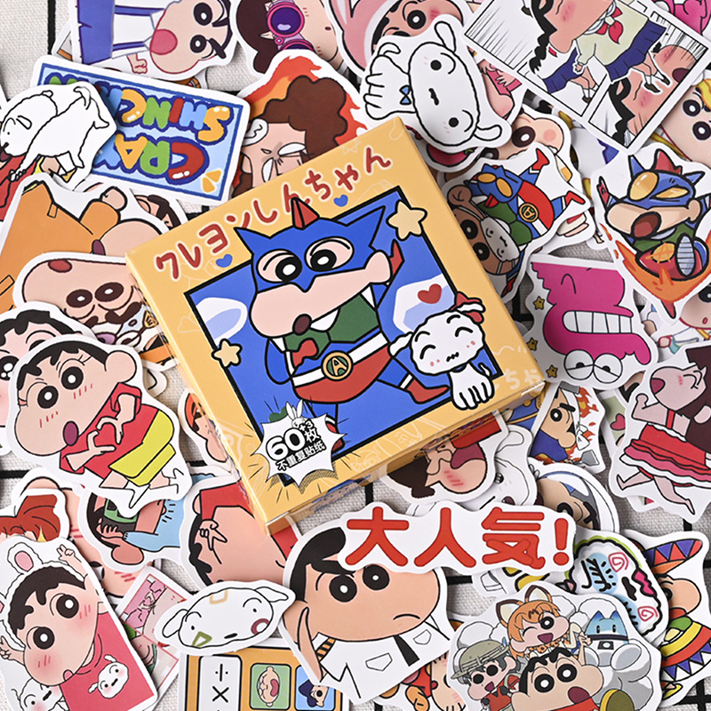 60Pcs Cartoon Crayon Shin-chan DIY Laptop Phone Diary Cute Anime ...