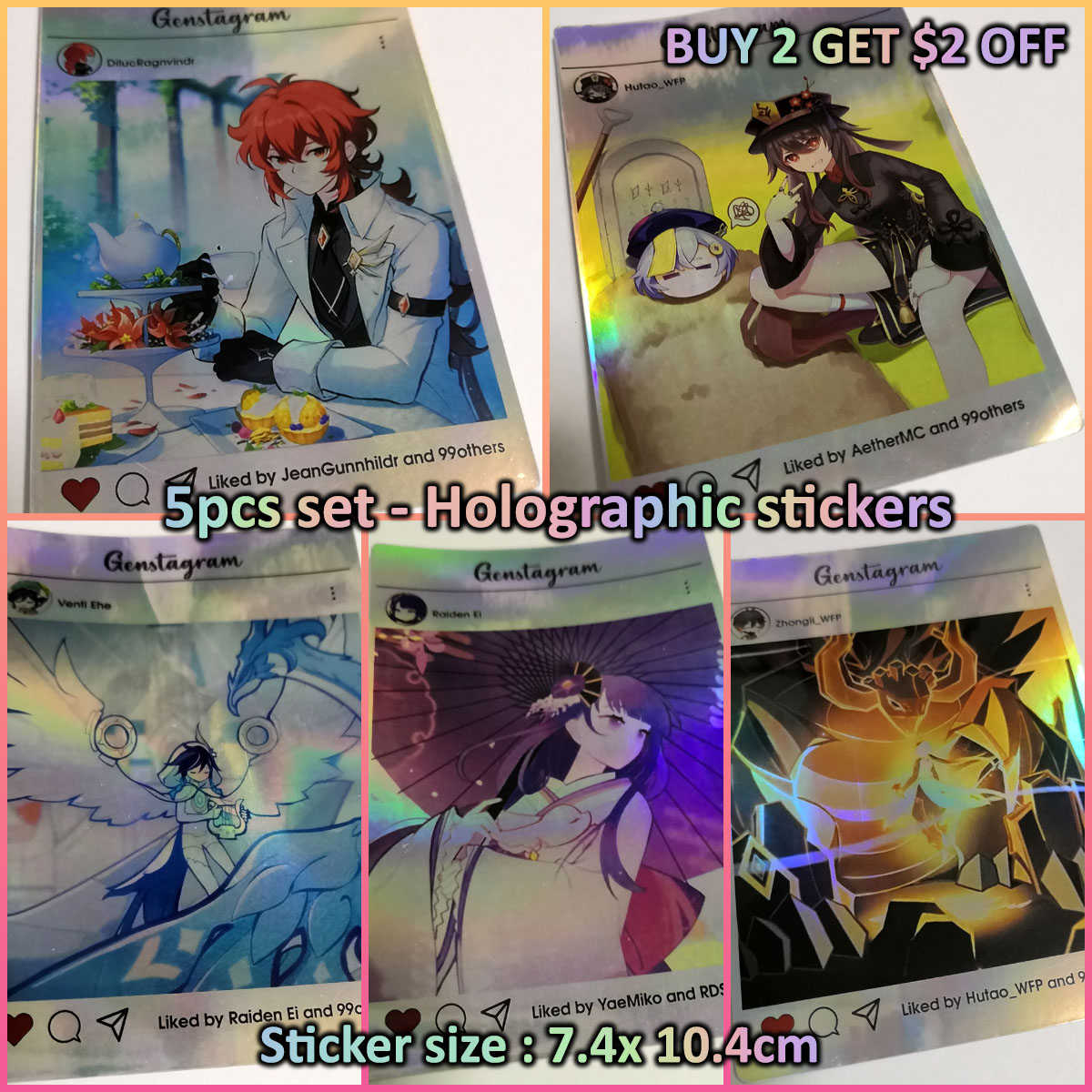 SG Genshin stickers Genshin Impact Sticker Holographic Genshin sticker ...
