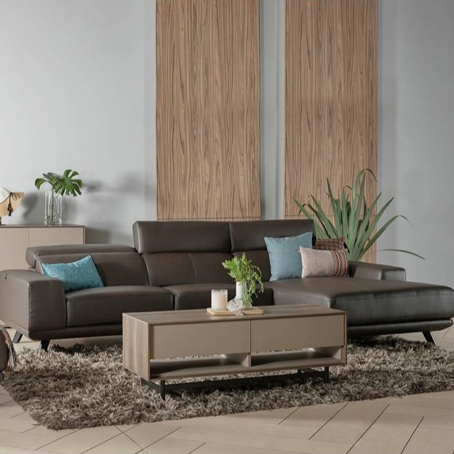 CELLINI Kof 3-Seater Half Leather Sofa With Adjustable Headrests ...