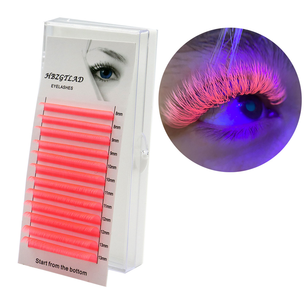New Glow under UV light Lashes 8-13mm mix length C/D false lashes ...
