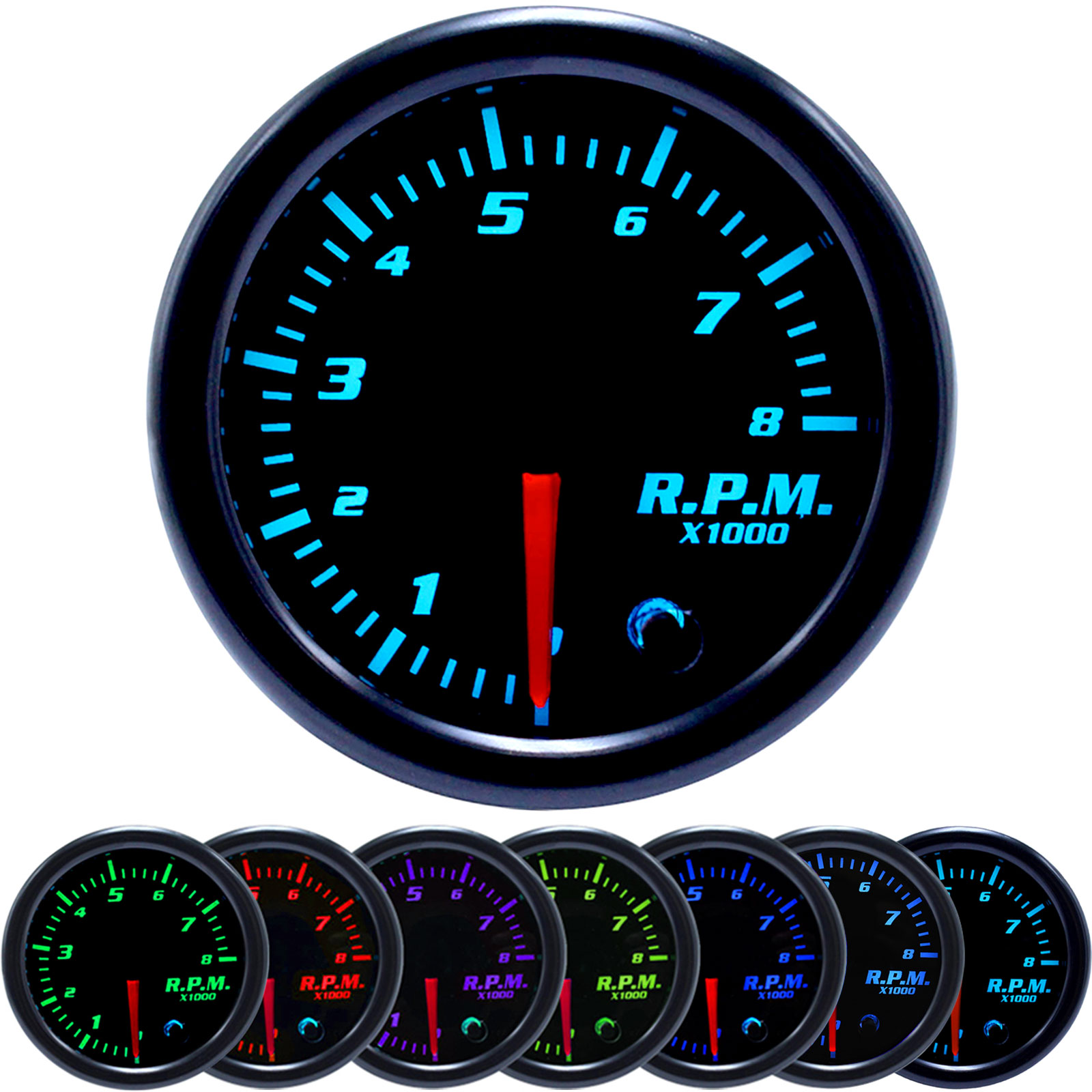 NEW 【Innovative design】A 7 Color Led 52mm Car Auto Tachometer Tacometro ...