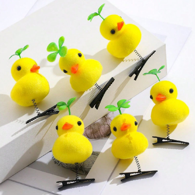 Kawaii 3D Little Yellow Duck Hair Clips Funny Cartoon Duck Hairpin For ...