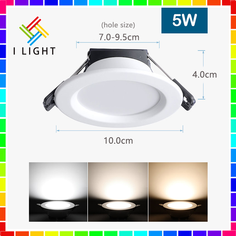 LED Downlight Recessed Pin Lights Panel Ceiling Light, 5W/7W Tri-Color ...
