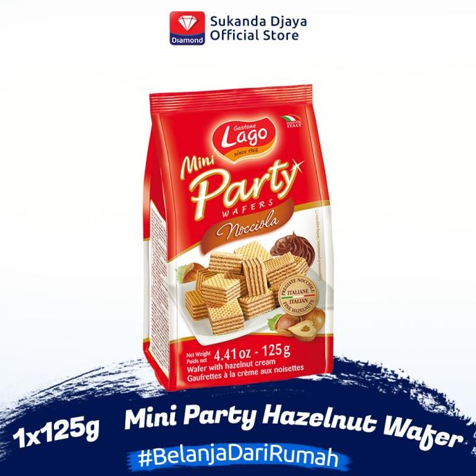 Lago Wafer Mini Party Hazelnut 125 g/biskuit kaleng/biskuit murah ...