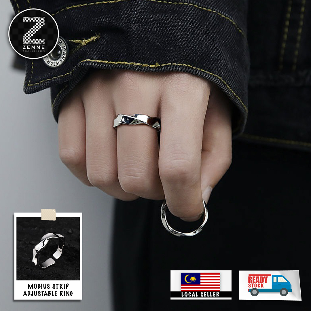 🇲🇾ZEMME🇲🇾 Mobius Strip Ring Adjustable Casual Design Simple Men Ring ...