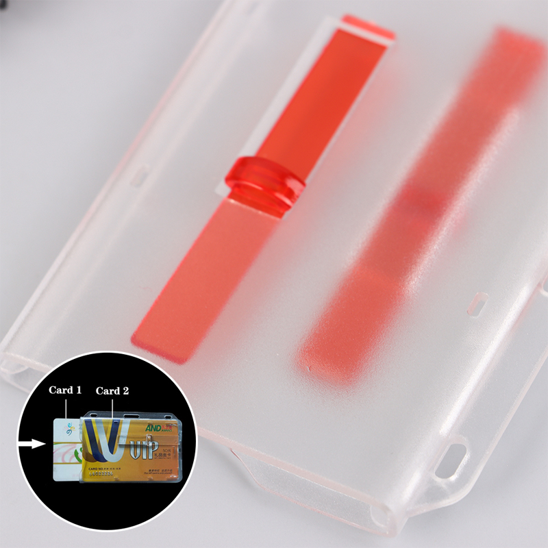 Clear Dual Sliding Card Sleeve Office School ID Credit Card Cover Badge ...