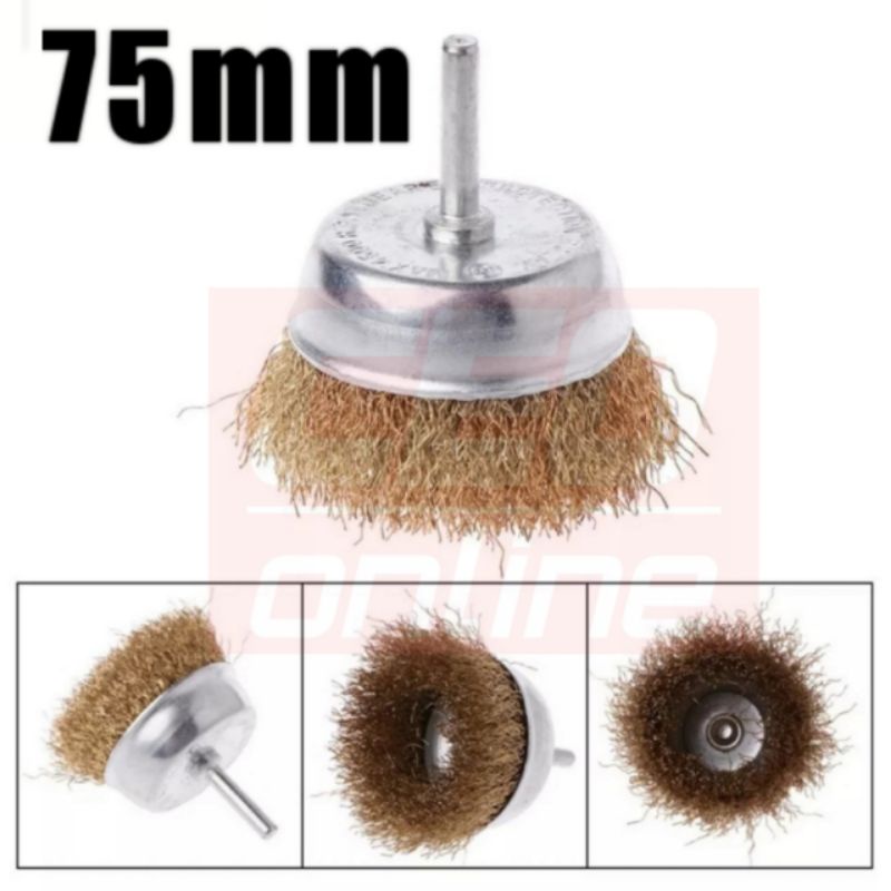 CEO 🇲🇾 Brass Wire Cup Brush With Shank Berus Tembaga Besi Wood Steel ...