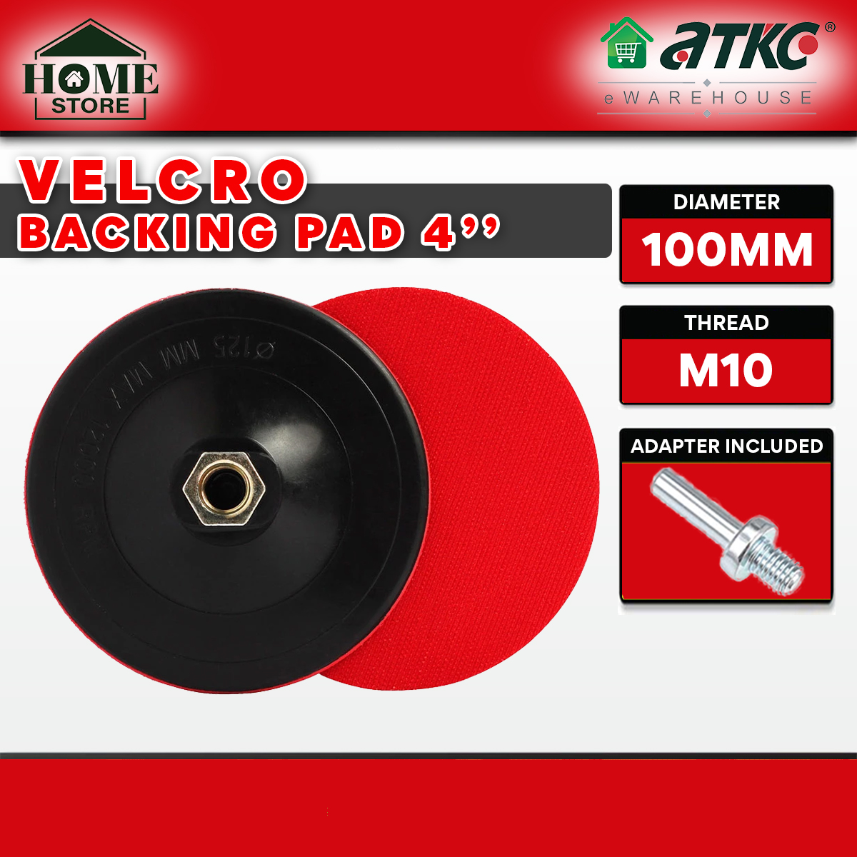 Home Store Heavy Duty Long-Lasting Velcro Backing Pad 4'' (100MM) M10 ...