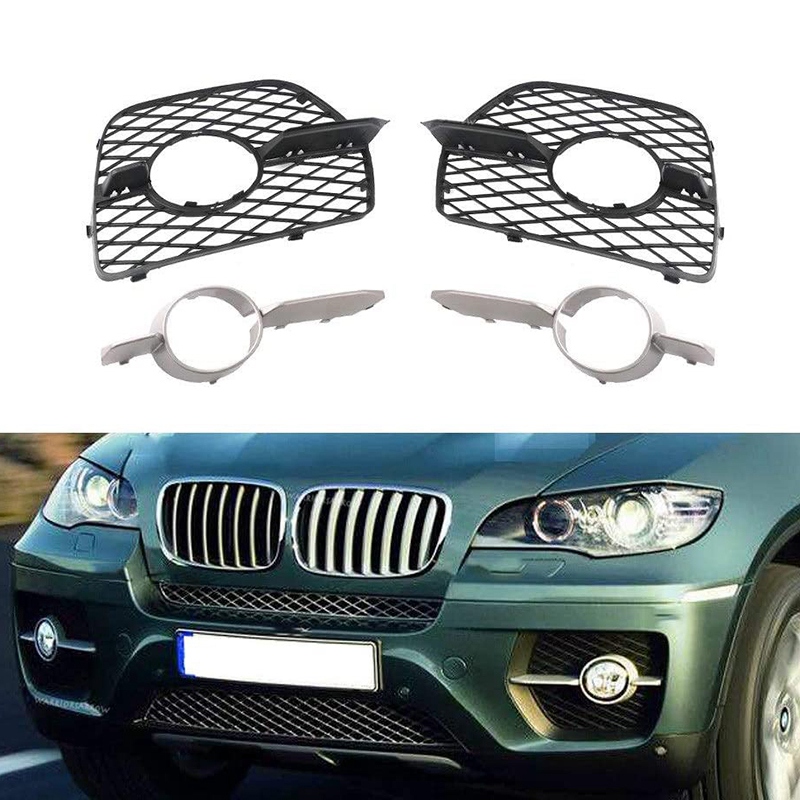 Set Front Bumper Fog Light Lateral Mesh Grill Grille + Trim Molding ...