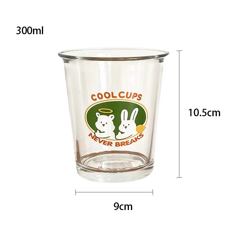 Cartoon Cute Glass Water Cup Modern Classic Coffee Ice Latte Juice Milk ...