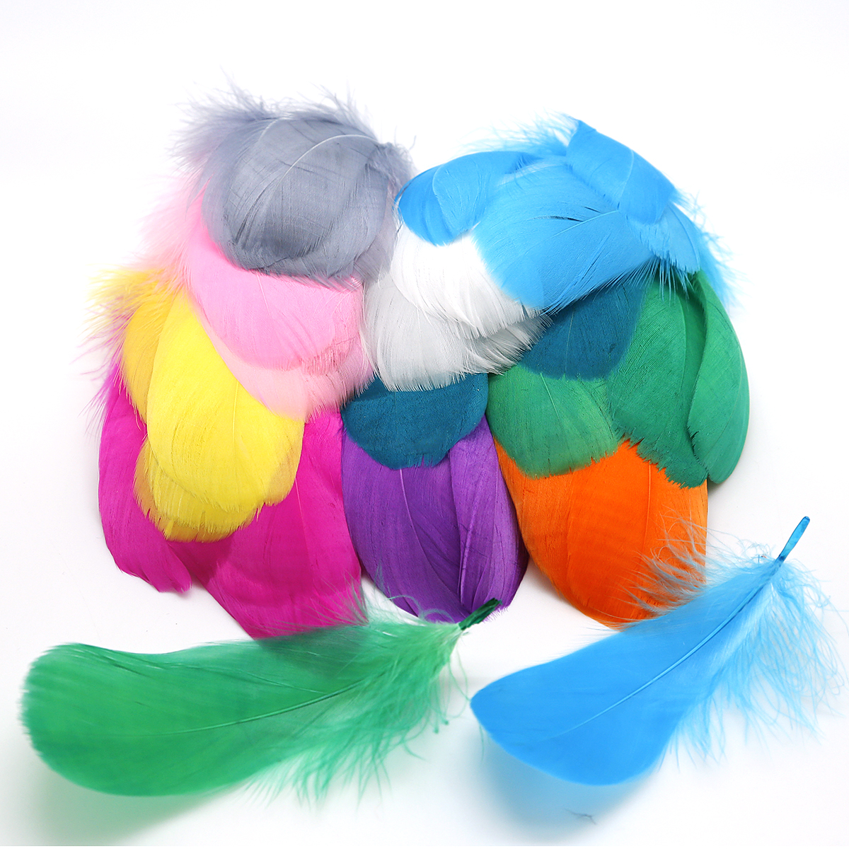 50Pcs/lot Natural Feathers 8-13cm Small Floating Goose Feather Colorful ...