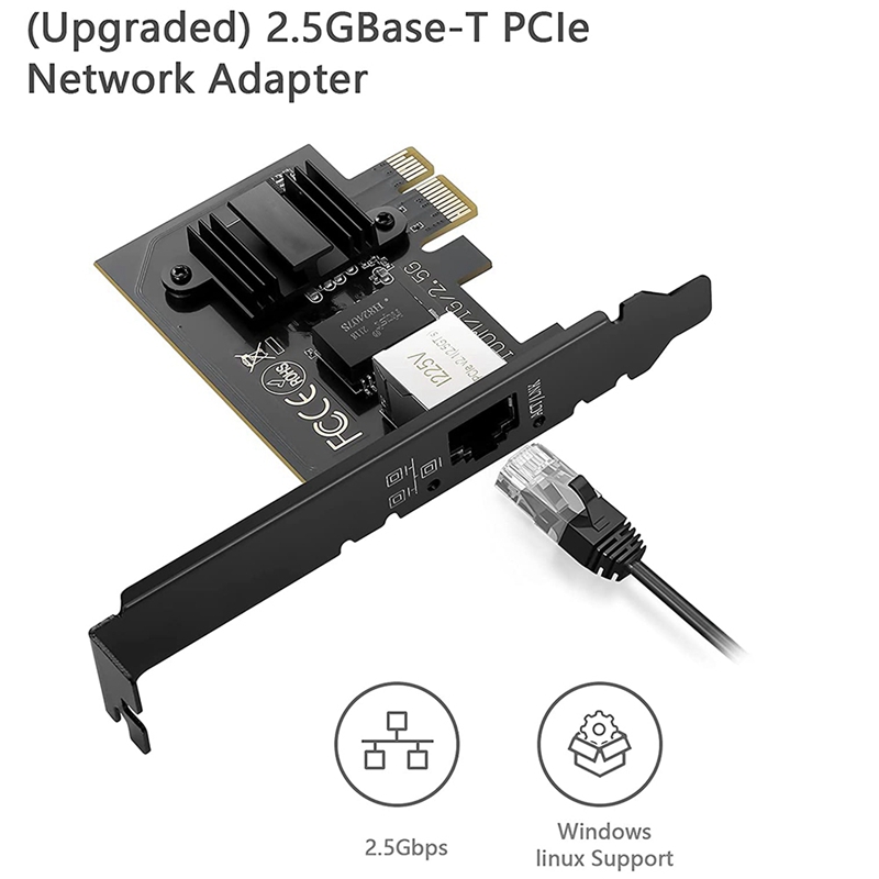2.5GBase-T PCIe Network Adapter I225V 2.5G/1G/100Mbps PCI Express Gigabit Ethernet Card RJ45 LAN ...