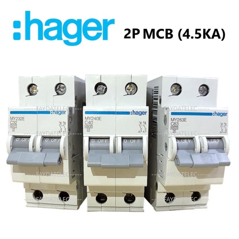 Hager MY Series 2 Pole MCB 16A / 32A / 40A / 63A (4.5KA) Miniature Circuit Breaker | Lazada