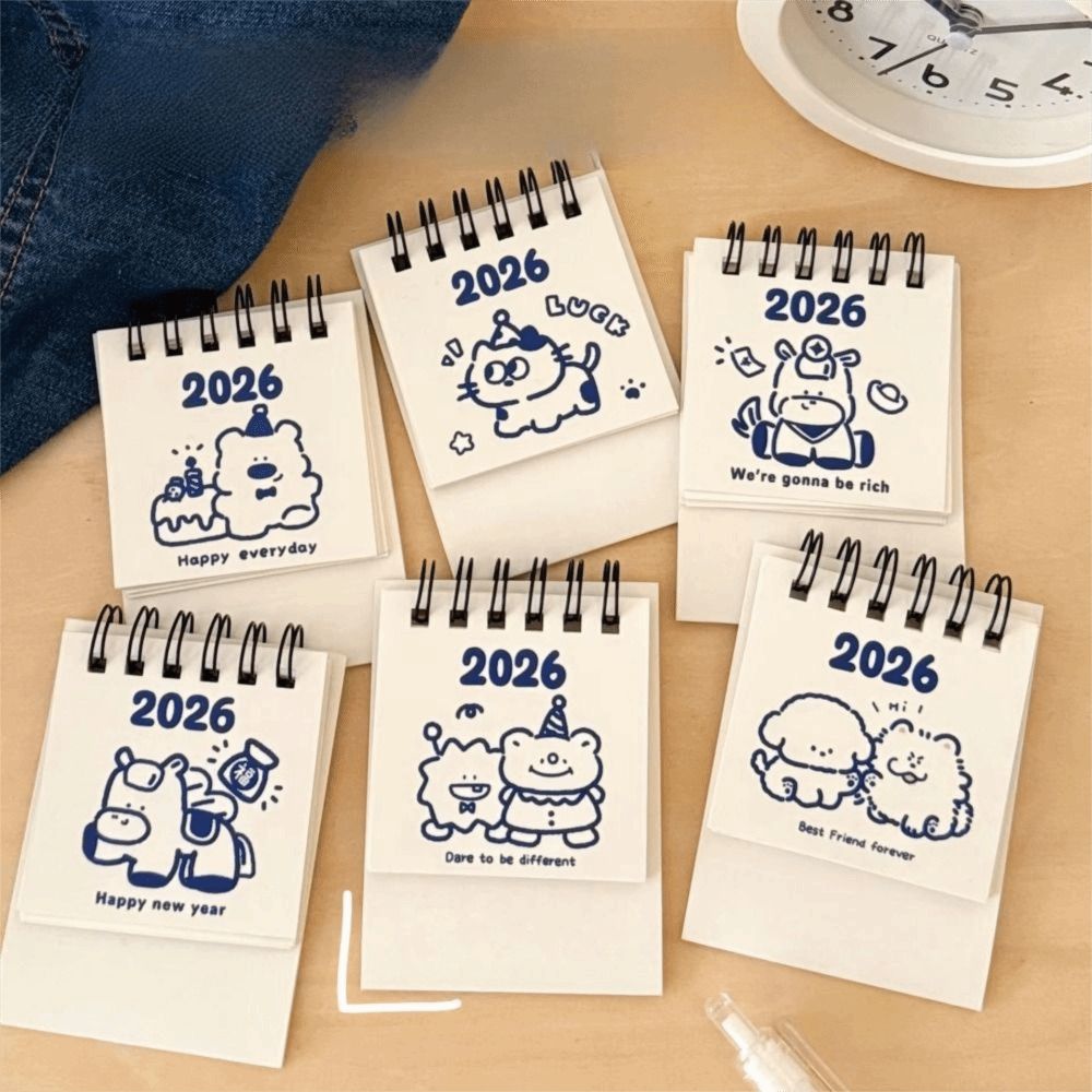 New Mini 2026 Desk Calendar Portable Cartoon Monthly Planner Schedule ...