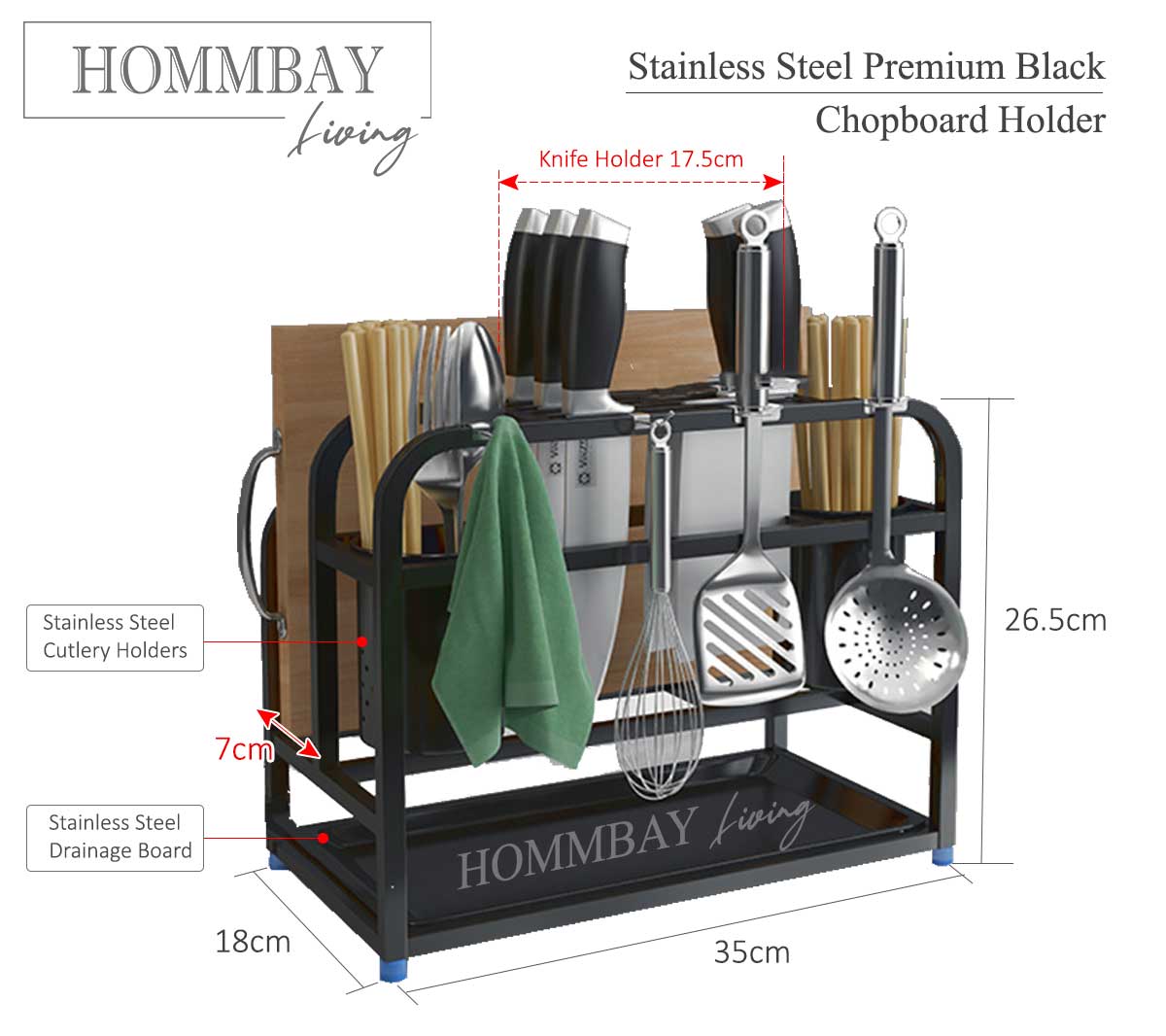 HOMMBAY Living New 4 in 1 Premium Racks Stainless Steel Kitchen Cutlery ...