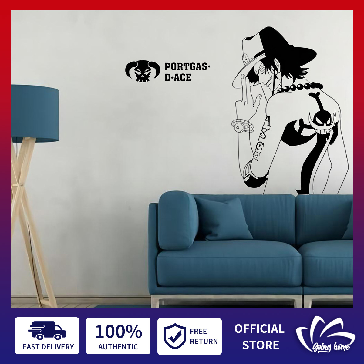 One Piece Wall Stickers Japanese Anime PVC Waterproof Cartoon Wall ...