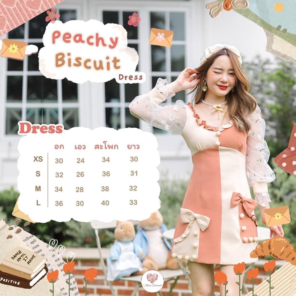 Maria Diamond Brand การันตีเสื้อผ้าแบรนด์แท้ มินิเดรสแขนยาว สีส้มพีช ...