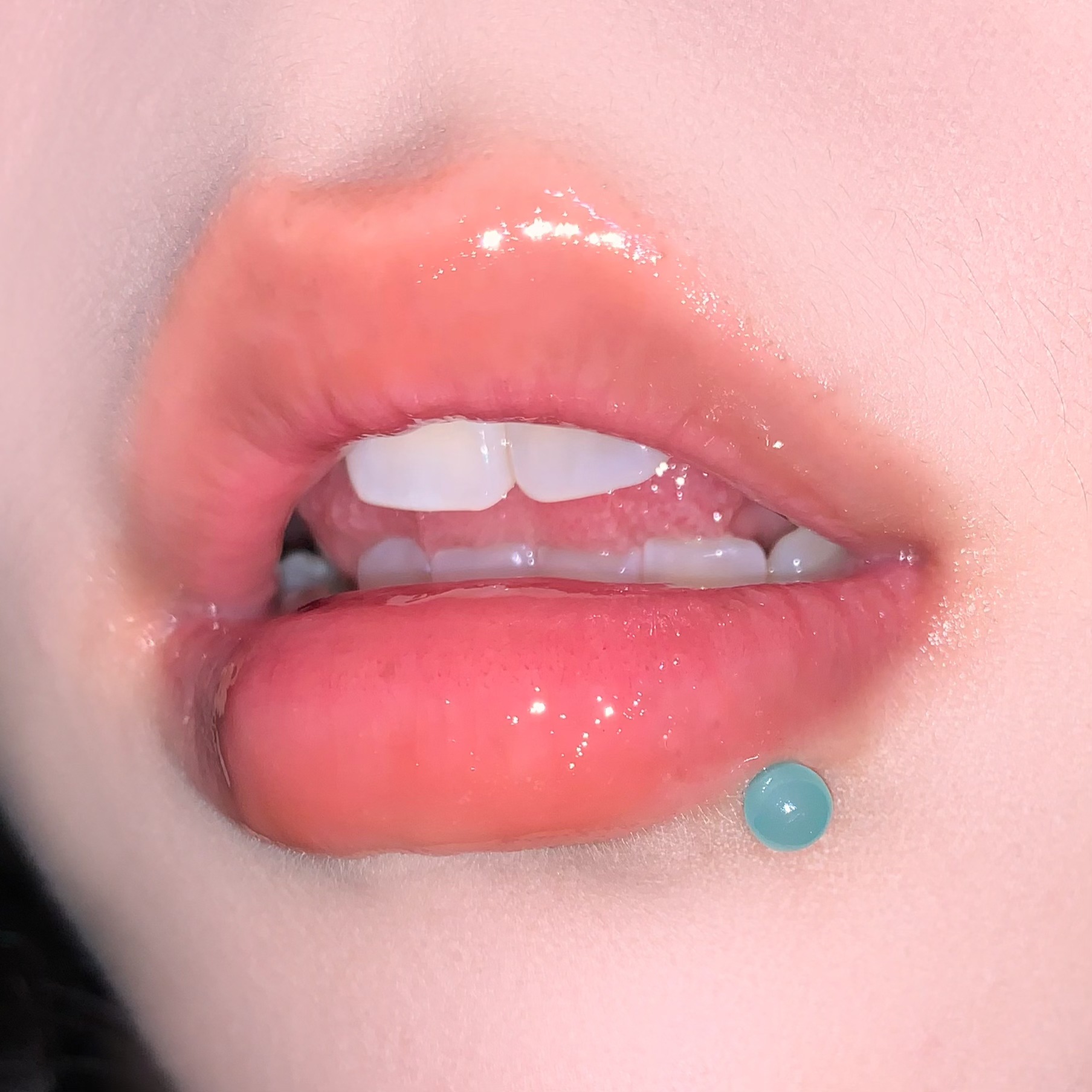 Mint green steel titanium lip nail summer limited acrylic ball straight ...